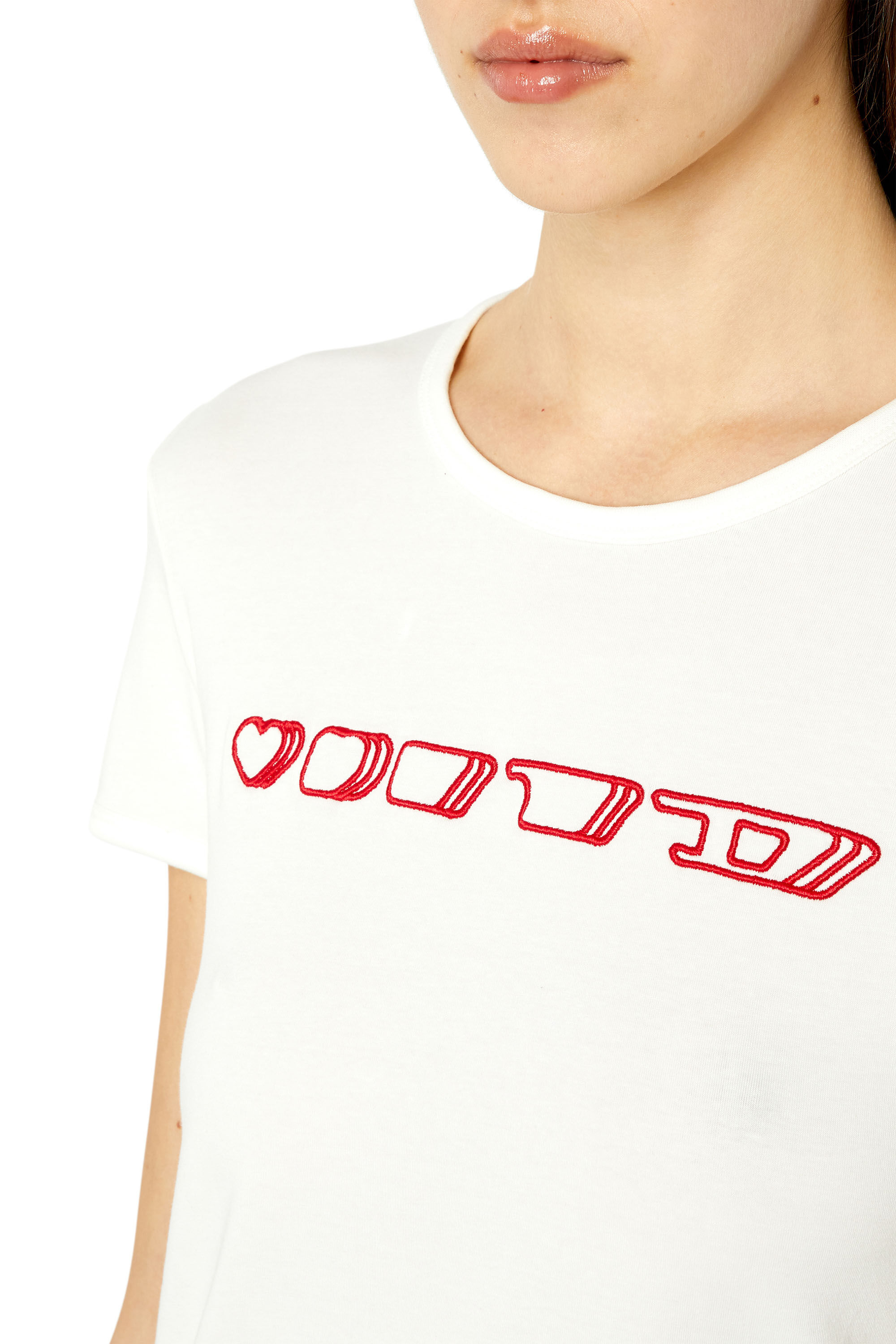 Women's T-shirt with logo embroidery | White | Diesel