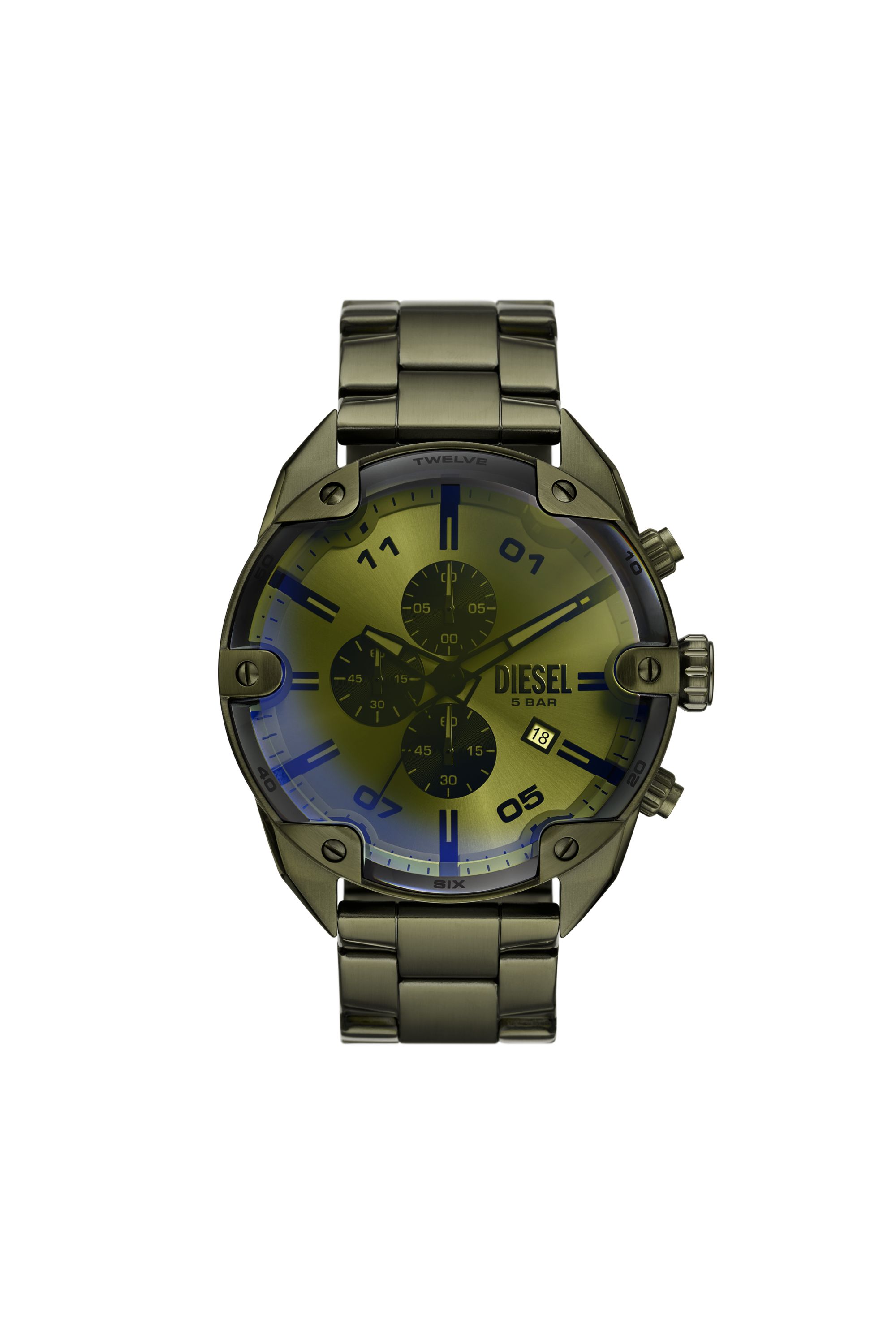 Montre Spiked en acier inoxydable vert Homme | Vert | Diesel